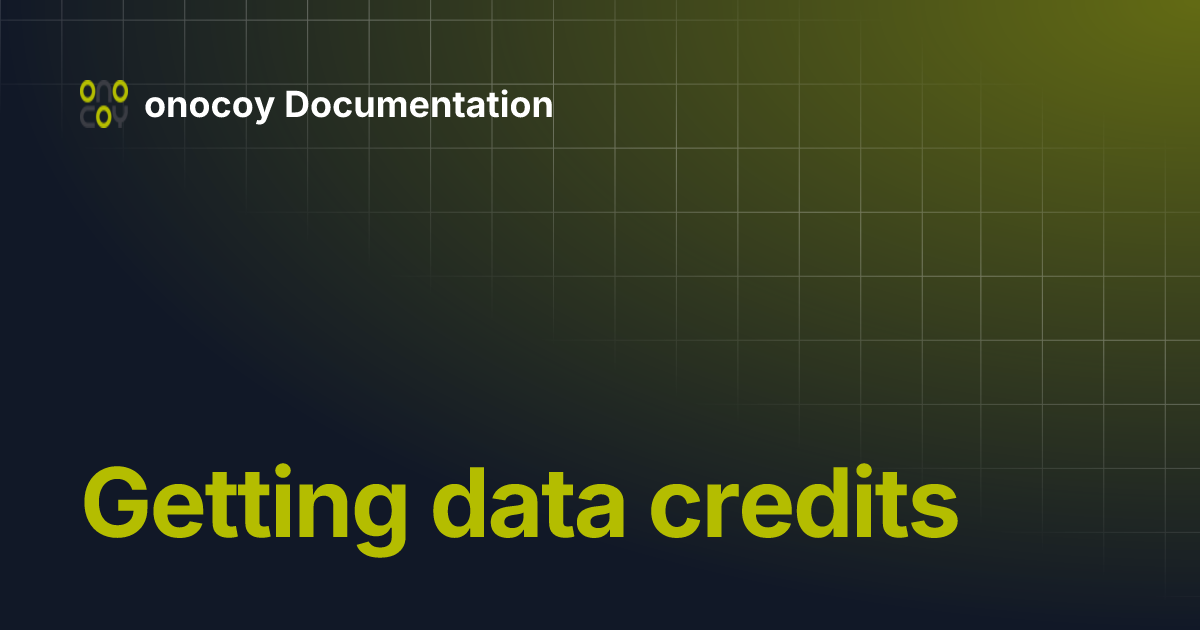 Getting data credits | onocoy Documentation